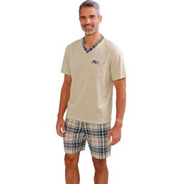 Herren Shorty im Karo-Muster beige-kariert, Gr&ouml;&szlig;e 60/62