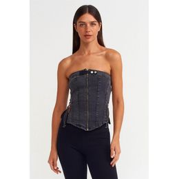 Tr&auml;gerloses Cropped-Denim-Top