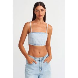 Damen Tr&auml;gerloses Denim-Cropped-Top