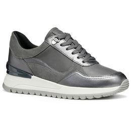 Geox D Desya A Leder Damen Sneaker Dunkelgrau/Gun