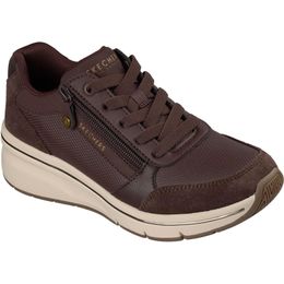 Skechers Billion Flex Luxe Up Leder Damen Schokolade Duraleather/Mesh Sneakers