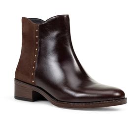 Geox D Camexia Leder Damen Stiefel Dunkelbraun