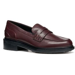 Geox D Walk Pleasure F Leder Damen Wein Mokassins Schuhe