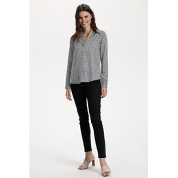 Kaffe Langarm-Bluse Regular fit Black / Chalk Fan Print black white