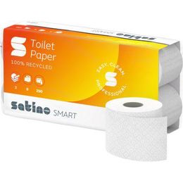 satino Toilettenpapier Smart, 3-lagig, mit Pr&auml;gung, L 27,5 m x B 94 mm, Recycling-Papier, hochwei&szlig;, 8 x 250 Blatt