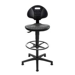 Topstar Arbeitsdrehstuhl TEC 25, ohne Armlehnen, Permanentkontaktmechanik, Muldensitz, Gleiter und Fu&szlig;ring, PU-Schaum/Polyamid-Fu&szlig;kreuz, schwarz/schwarz