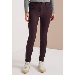 Cecil Damen Lederimitathoseeggplant rot, Gr. 27, unifarben, Stoff, 76% Viskose, 21% Nylon, 3% Elasthan, Hosen, 5-Pocket-Style