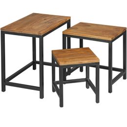 Wohnling WL5.212 Beistelltisch AKOLA (3er Set) Sheesham 30 cm x 45 cm x 45 cm