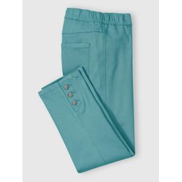 WITT Damen 7/8-Jeans mit seitlichen Zierkn&ouml;pfen, ozean, Gr&ouml;&szlig;e 42