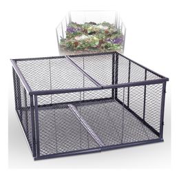 Novatool Garten-Komposter Metall 100x100x50 cm + Deckel und Boden, mit erweiterbarem Stecksytem, pulverbeschichteter Metallkomposter mit 500 Liter Volumen, Draht Kompost Kompostkiste Rasenkomposter