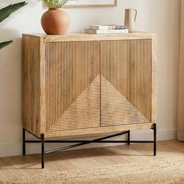 FineBuy Sideboard Massivholz 91x96cm Kommode Anrichte Standschrank Flurschrank mit T&uuml;ren