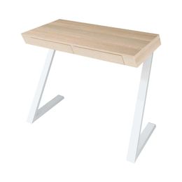 Letti Moderni Schreibtisch Nith 100x76 cm in Eiche Wei&szlig; &ndash; moderner Arbeitstisch