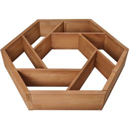 needs&wants&reg; Multi Hochbeet mit 7 Pflanzk&auml;sten sechseckig aus Holz f&uuml;r Garten Balkon Terrasse, Kr&auml;uterbeet-Rahmen Pflanzbeet Blumenbeet niedrig, 100 x 100 x 18 cm, braun