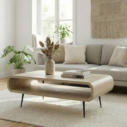 FineBuy Couchtisch Massivholz white wash 90cm Wohnzimmertisch Sofatisch Beistelltisch