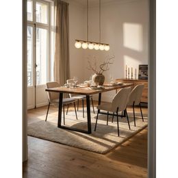 KADIMA DESIGN Esstisch Massivholz Metall Trapezgestell Baumkante Rechteckig, Akazie 140x80x76 cm
