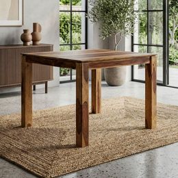 FineBuy Esstisch Massivholz 80cm Esszimmertisch Sheesham K&uuml;chentisch 4 Personen Tisch