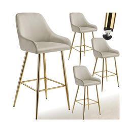 TecTake&reg; Barstuhl, in Samtoptik, gepolstert, schlanke, robuste Stahlbeine, 48,5 x 57 x 108 cm, Belastbarkeit 120 kg