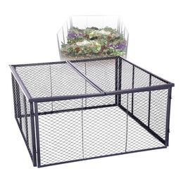 Novatool Garten-Komposter Metall 100x100x100 cm + Deckel oder Boden, mit erweiterbarem Stecksytem, pulverbeschichteter Metallkomposter mit 1000 Liter Volumen Draht Kompost Kompostkiste Rasenkomposter