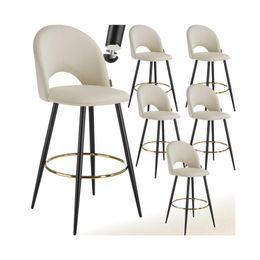 TecTake&reg; Barstuhl, in Samtoptik, gepolstert, pulverbeschichtete Stahlbeine, 49 x 58 x 110 cm, Belastbarkeit 120 kg