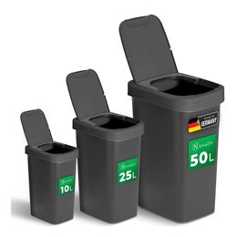 Novaliv M&uuml;lleimer-Set 10L + 25L + 50L , Abfalleimer mit 2in1 Deckel , Klappdeckel & Schwingdeckel , Anti-Geruch M&uuml;lleimer f&uuml;r K&uuml;che Haushalt B&uuml;ro , M&uuml;ll Eimer Abfall Kunststoff Abfallbeh&auml;lter