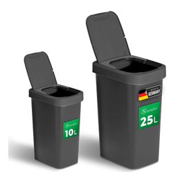 Novaliv Abfalleimer-Set 10L + 25L , M&uuml;lleimer mit 2in1 Deckel , Klappdeckel & Schwingdeckel , Anti-Geruch M&uuml;lleimer f&uuml;r Bad K&uuml;che Haushalt B&uuml;ro , M&uuml;ll Eimer Abfall Kunststoff Abfallbeh&auml;lter