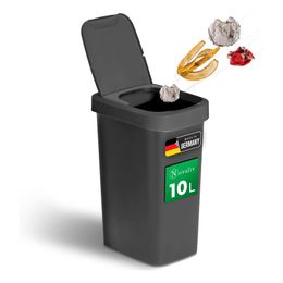 Novaliv M&uuml;lleimer 10L mit 2in1 Deckel, Klappdeckel & Schwingdeckel, Stilvoller Anti-Geruch Abfalleimer f&uuml;r Bad Badezimmer K&uuml;che Haushalt B&uuml;ro, M&uuml;ll Eimer Bin Abfall Kunststoff Abfallbeh&auml;lter