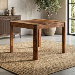 FineBuy Esstisch Massivholz 80cm Esszimmertisch Sheesham K&uuml;chentisch 4 Personen Modern