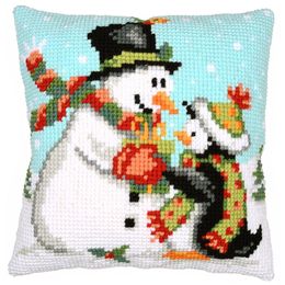 Verachtert Kreuzstichkissen "Schneemann & Pinguin"