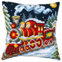 Verachtert Kreuzstichkissen "Weihnachtszug"