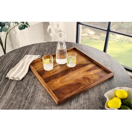 Riess Ambiente Massives Tablett MAKASSAR 50cm braun Sheesham stone finish Servierbrett Riess-Ambiente Natur