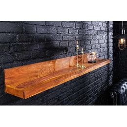 Riess Ambiente Massives Wandregal MAKASSAR 110cm braun Sheeshamholz stone finish Riess-Ambiente Landhaus Modern Natur Rustikal Skandinavisch