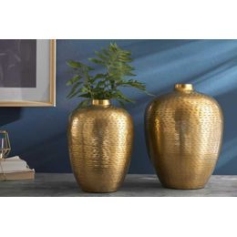Riess Ambiente Elegantes Vasen 2er Set ORIENTAL 32cm gold im Rice Hammerschlag Design Riess-Ambiente oval Glamour Orientalisch Shabby