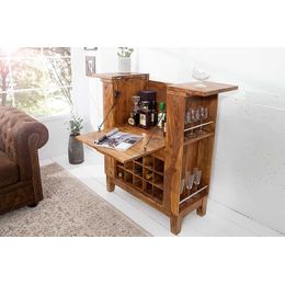 Riess Ambiente Massiver Barschrank MAKASSAR 85cm braun Sheesham stone finish Hausbar Riess-Ambiente Kolonial Natur