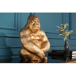 Riess Ambiente Dekorative Gorillafigur KONG 40cm gold handmade Metall Skulptur Riess-Ambiente Glamour
