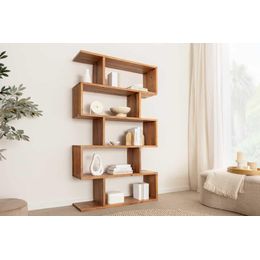 Riess Ambiente Massives Regal Snake 180cm natur Akazienholz B&uuml;cherregal mit f&uuml;nf B&ouml;den Riess-Ambiente