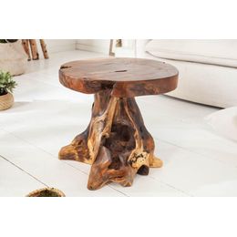 Riess Ambiente Massiver Beistelltisch ROOT 40cm Teakholz Hocker aus Wurzelholz Riess-Ambiente S&auml;ulentisch Rustikal Natur