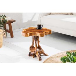 Riess Ambiente Massivholz Beistelltisch ROOT 40cm natur Teak aus Wurzelholz im Stelzen-Design Riess-Ambiente