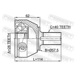 FEBEST Gelenksatz, Antriebswelle 2110ca220 Vorderachse f&uuml;r Ford Volvo
