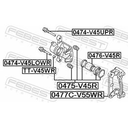 FEBEST Bremssattelhaltersatz 0477cv55wr Hinterachse f&uuml;r MITSUBISHI