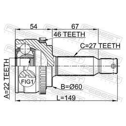 FEBEST Gelenksatz, Antriebswelle 1210elna46 Vorderachse f&uuml;r HYUNDAI