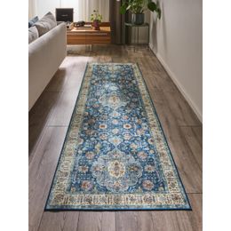 benuta Pop L&auml;ufer f&uuml;r Flur Laury Blau 80x240 cm