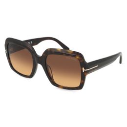 Tom Ford FT1082 KAYA | Damen-Sonnenbrille | Fassung: Vollrand, Quadratisch, Acetat, Havanna Dunkel | Glasfarbe: Braun Verlaufend