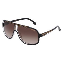 Carrera 1058/S | Herren-Sonnenbrille | Fassung: Vollrand, Quadratisch, Kunststoff, Schwarz Gl&auml;nzend | Glasfarbe: Braun Verlaufend