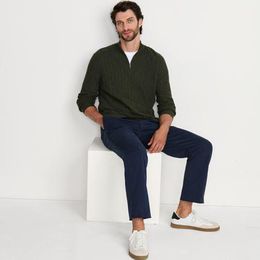 LANDS' END Strukturierter Baumwoll-Pullover mit Rei&szlig;verschluss, Herren,  Blau, Baumwolle, by Lands' End