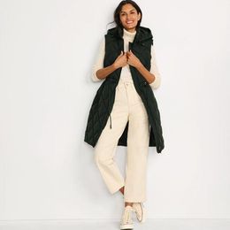 LANDS' END Lange Steppweste mit geraffter Taille f&uuml;r Damen, Damen, size: regular, Gr&uuml;n, Polyester, by Lands' End