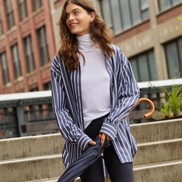 LANDS' END B&uuml;gelfreie, lange Baumwoll-Hemdbluse, Damen,  Wei&szlig;, Baumwolle, by Lands' End