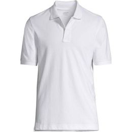 LANDS' END Komfort-Piqu&eacute;-Polo mit Stretch, Classic Fit, Herren,  Wei&szlig;, Baumwolle/Elasthan, by Lands' End