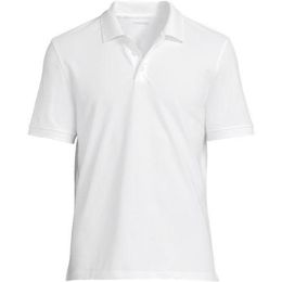 LANDS' END Performance Piqu&eacute;-Poloshirt, Herren,  Wei&szlig;, Baumwoll-Mischung, by Lands' End