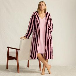 LANDS' END Wolkenfleece-Morgenmantel mit Kapuze, Damen,  Pink, Polyester, by Lands' End