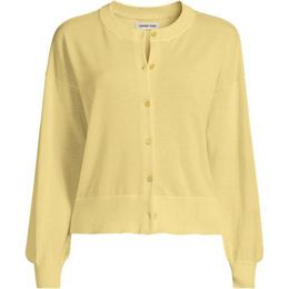 LANDS' END Kurzer Feinstrick-Cardigan aus Baumwolle f&uuml;r Damen in Plus-Gr&ouml;&szlig;e, Damen, size: plus, Gelb, Baumwolle, by Lands' End